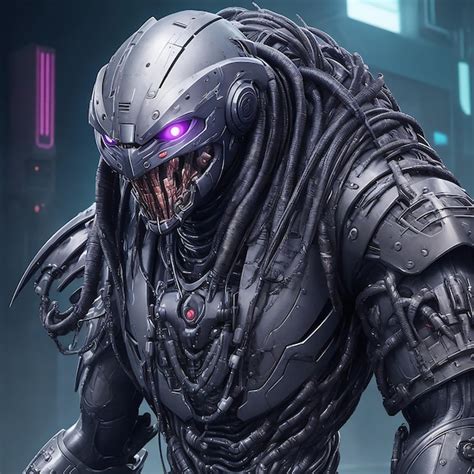 Premium Photo Warrior Alien Predator Wearing A Futuristic Scary Mask