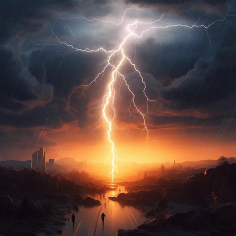Premium Ai Image Lightning In The Night Generative Ai