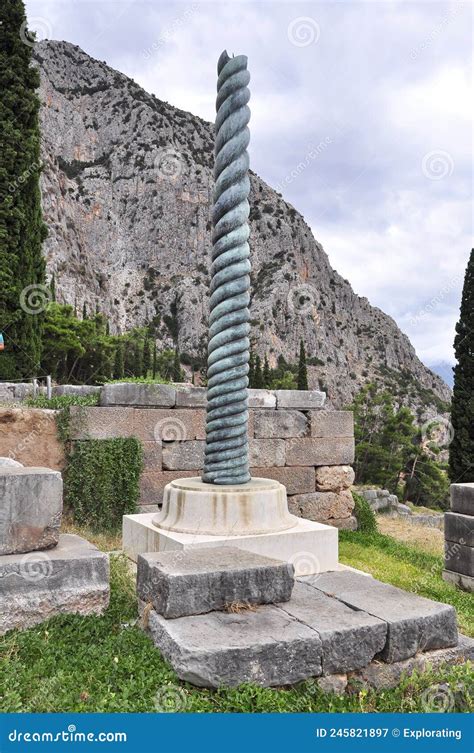 Serpent Column Plataean Tripod Or Delphi Tripod Delphi Greece Stock Image Image Of Delphi