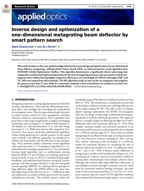 Inverse Design And Optimization Of A One Dimensional Metagrating Beam