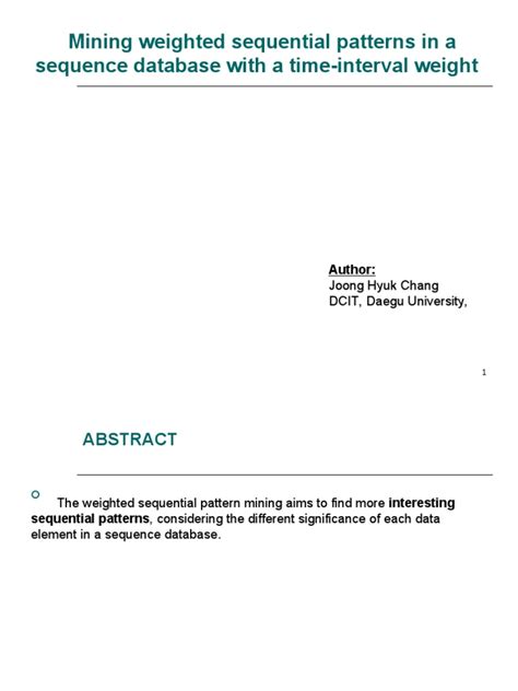 Mining Weighted Sequential Patterns In A Sequence Pdf Sequence