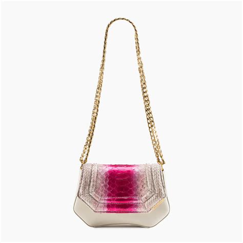 Etoile Mini Bag With Chain White And Strawberry Python And Calfskin Badura