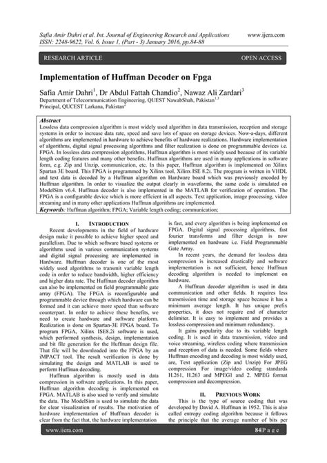 Implementation Of Huffman Decoder On Fpga Pdf