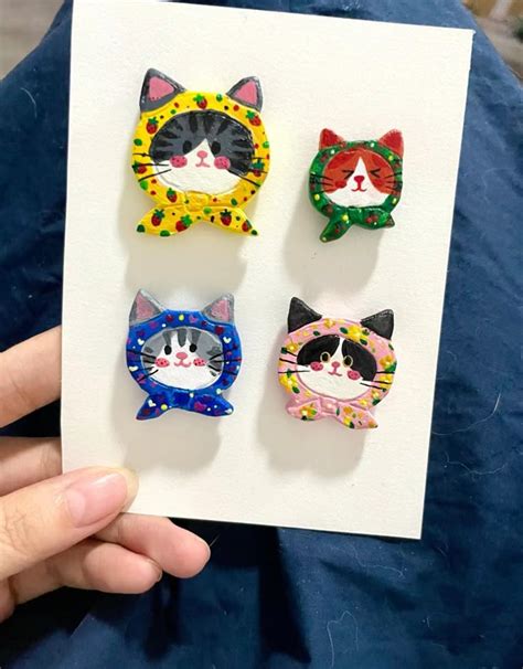 Handmade Cat Series Brooches Clay Crafts Handmade Cute Clay