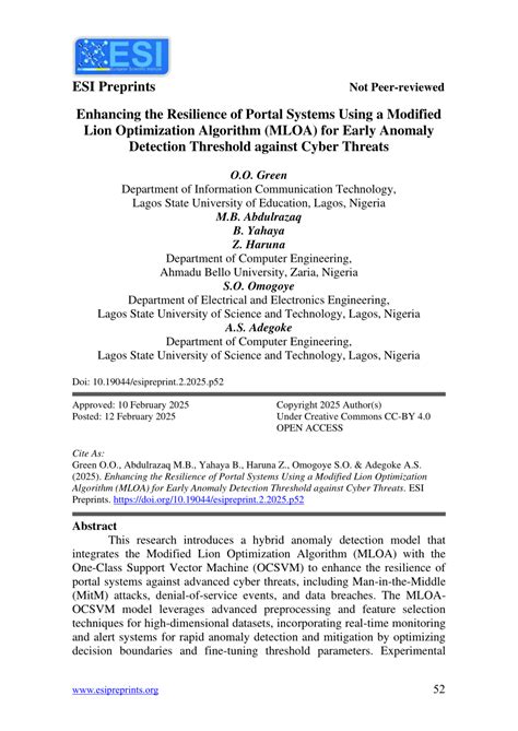 Pdf Enhancing The Resilience Of Portal Systems Using A Modified Lion