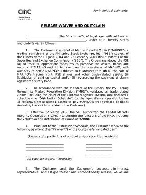 Quitclaim Sample Pdf Doc Template Pdffiller