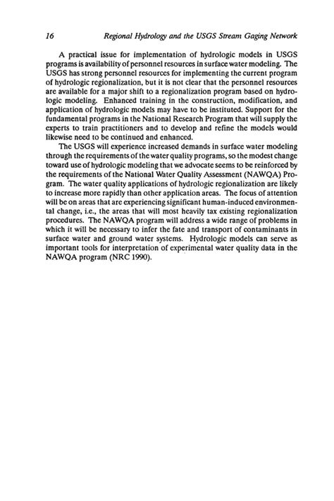 hydrologic modeling and regionalization implications for modifying the