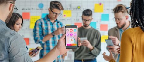 Mobile App Development Team Brainstorming Premium Ai Generated Image