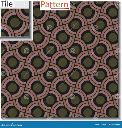 Seamless Pattern Of Circular Rings Or Disks Which Are Overlapped Stock