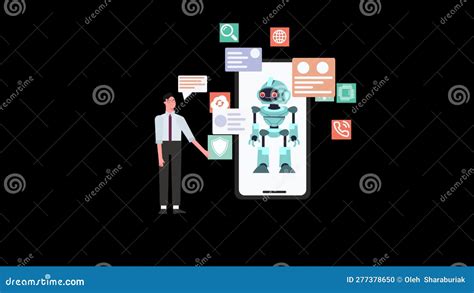Chat Bot Robot Interacting With Man On Smartphone Robot Virtual Assistant Automatic Reply