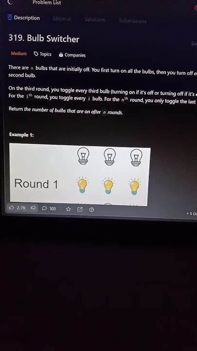 Bulb Switcher 💡 Leetcode Problem Java Solutions Code Dsa Coding