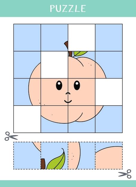 아이들을 위한 퍼즐 자르고 붙이기 벡터 워크시트 프리미엄 벡터