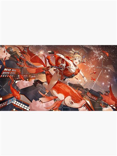 Herumtollende Flammen Yoimiya Genshin Impact Fotodruck Von Genshinwaifus Redbubble