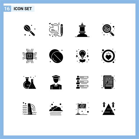 Set Of 16 Modern Ui Icons Symbols Signs For Technology Cpu Figure Book Search Editable Vector