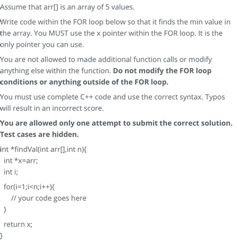 Solved Assume That Arr Is An Array Of Values Write Code Chegg