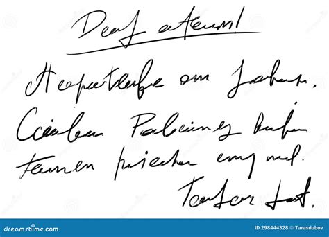 Handwritten Unreadable Text Black Old Vintage Written Text Abstract Illegible Handwriting Of