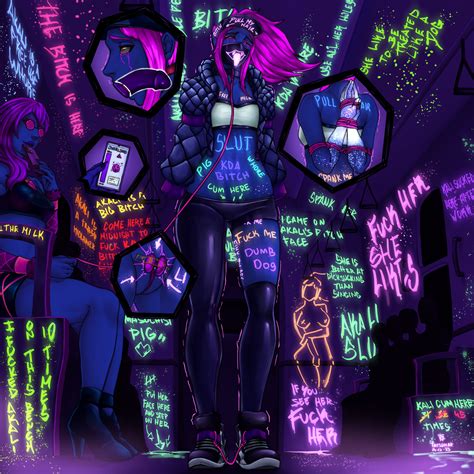 Rule 34 2024 2girls Absurdres Akali Akali Jhomen Tethi Arms Behind Back Artist Name Blacklight