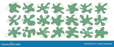 Organic Amoeba Blob Shape Abstract Green Color With Line Vector Illustration Isolated On