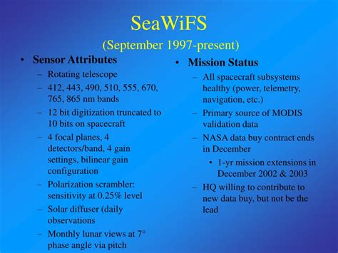 Ppt Seawifs Modis And Viirs Ocean Color Processing Group Powerpoint