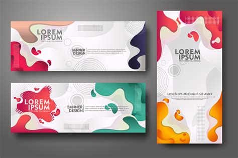 Ilustración De Conjunto De Banners Verticales Y Horizontales Plantilla De Diseño En Colores