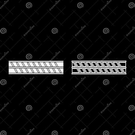 Reinforcement Bar Rebar Ribbed Metal Rod Set Icon White Color Vector Illustration Image Solid