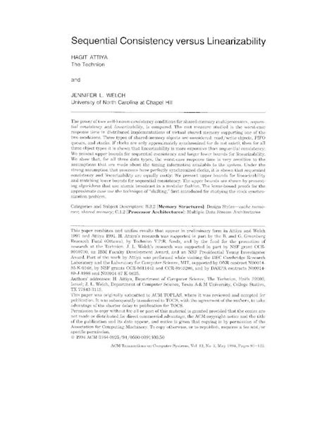 Pdf Sequential Consistency Versus Linearizabilitycoursescsailmit Pdf Sequential Consistency Versus Linearizabilitycoursescsailmit