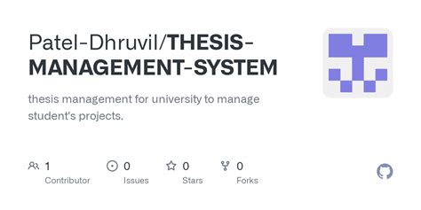Github Patel Dhruvil Thesis Management System Thesis Management For University To Manage