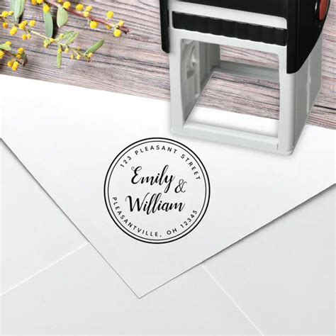 Modern Calligraphy Script Round Return Address Self Inking Stamp Zazzle