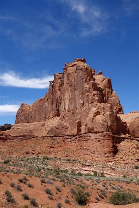 Giant Megalithic Red Rock Tower Stock Image Image Of Building Layers
