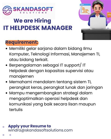 Windra Rama On Linkedin Hiring Hiring Ithelpdeskmanager Karir