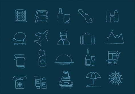 흰색 분필 스타일로 여행 아이콘 초안 Ai Eps Uidownload