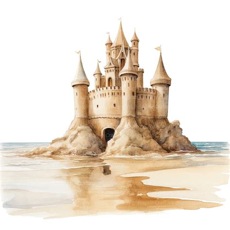8 Beach Sand Castle Clipart Cartoon Castle Printable Watercolor