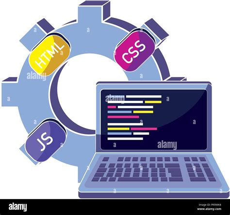 industry gear and loptop code program stock vector image and art alamy