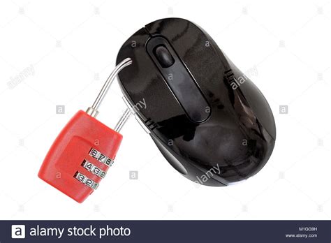 Image Of A Mouse Mith A Lock In Front On White Background With Space For Text Stock Photo Alamy