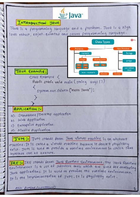 Java Basics Handwritten Notes Connect 4 Programming