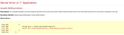 how do i correct the error invalid json primitive while trying to find