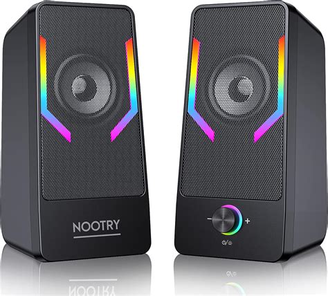 Nootry Computer Speakers Gaming Desktop Speakers With 7color Backlit 10w Usb