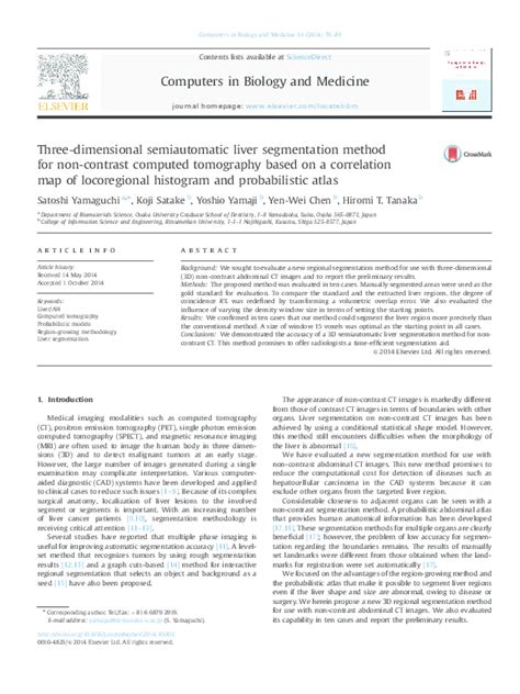 Pdf Three Dimensional Semiautomatic Liver Segmentation Method For Non