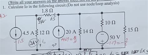 Solved Calculate Io In The Following Circuit Do Not Use Chegg