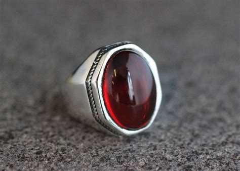 Mens Handmade Ruby Ring Ruby Mens Ring Silver Mens Ottoman Ring T For Him Ottoman Silver