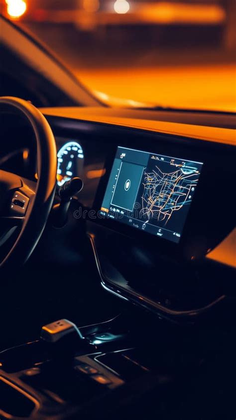 Interior View Of A Self Driving Car Showing Advanced Navigation Interface At Night Generative