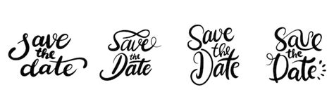 Premium Vector Save The Date Text Lettering Hand Drawn Vector Art