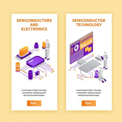 Premium Vector Semiconductor Chip Isometric Banner Set