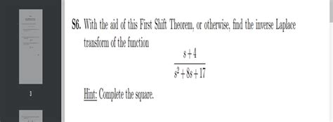 Solved S6 With The Aid Of This First Shift Theorem Or