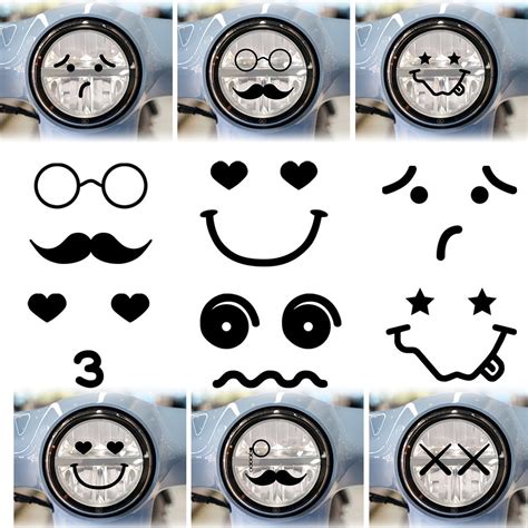 Emoji Motorcycle Headlight Sticker Cute Smiley Face Decal For Piaggio