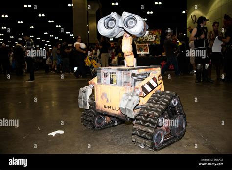A Fully Functional Remote Controlled Wall E Robot From The Movie Wall E Roams The Convention