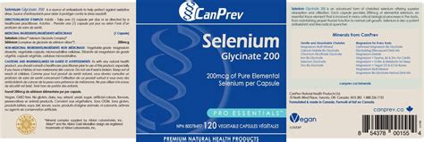 Canprev Selenium Glycinate 200 120 Vegetable Capsules Vitamart Ca