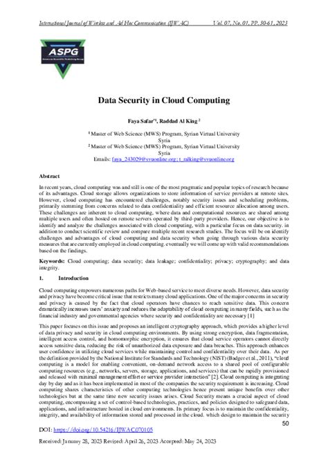 pdf data security in cloud computing