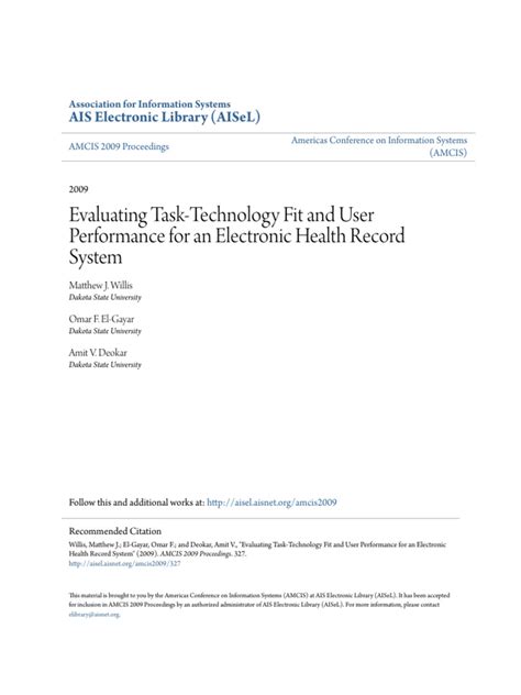 Evaluating Task Technology Fit And User Pdf Regression Analysis Electronic Health Record