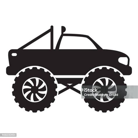 몬스터 트럭 아이콘 4x4 익스트림 자동차 실루엣 아이 들을 위한 그림 벡터 일러스트 레이 션 4x4 자동차에 대한 스톡 벡터